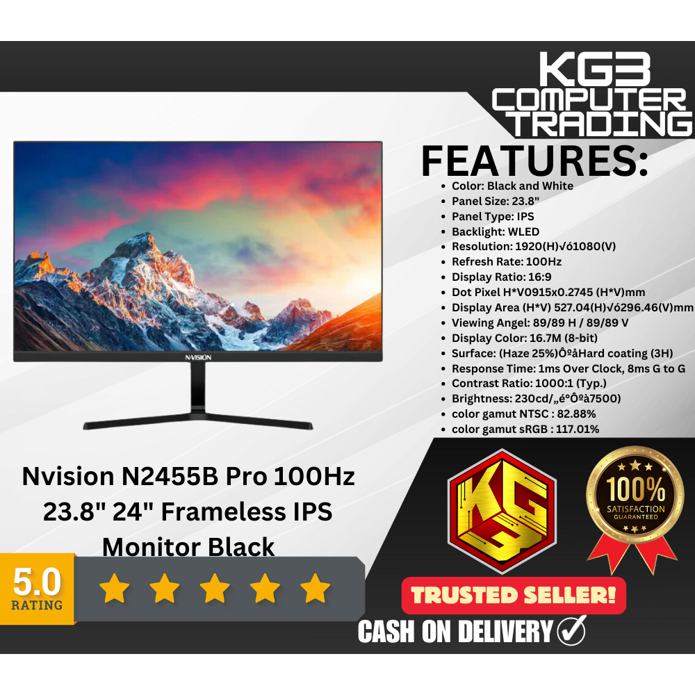 Nvision N2455B Pro 100Hz 23.8" 24" Frameless IPS Monitor | Shopee ...