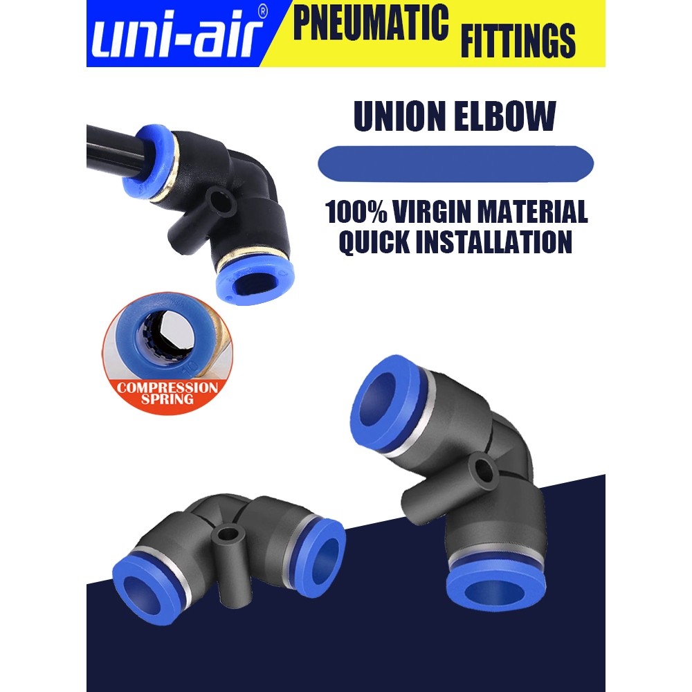 Uni-Air Pneumatic Push in Air Elbow Hose Connector Quick Fittings (4mm ...