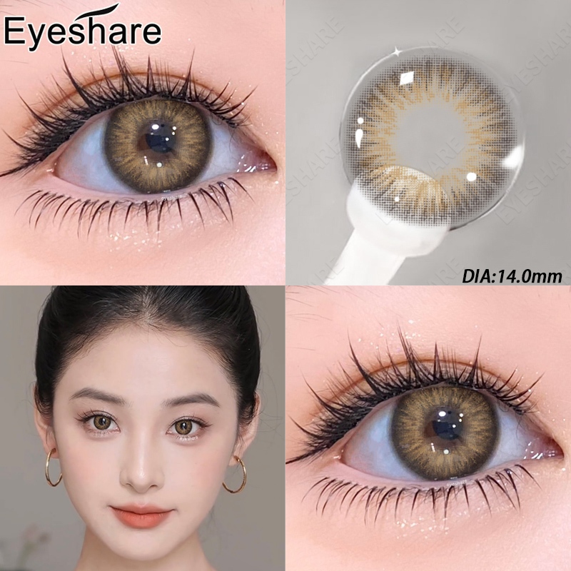 Eyeshare Contact Lens brown gray Eye size Contact lens case Daily ...
