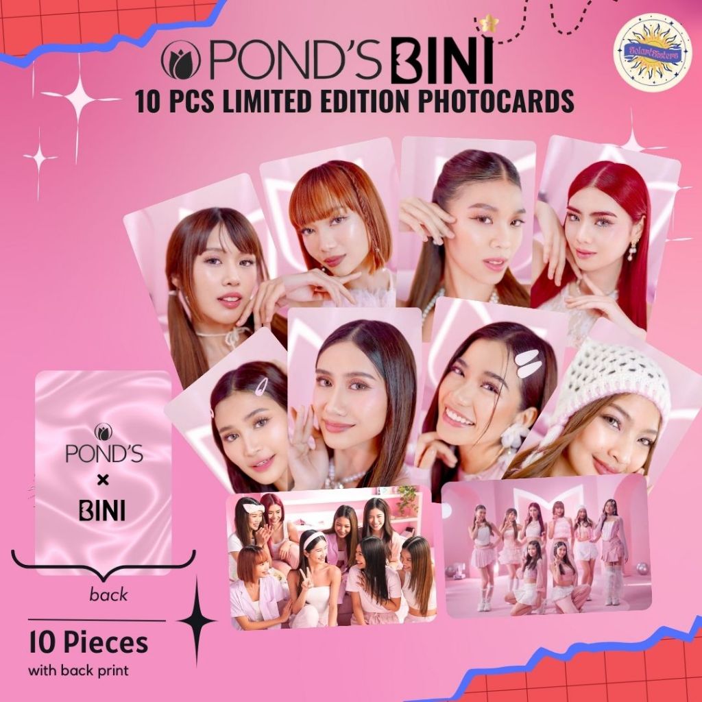 10 pcs PONDS x BINI photocard OT8 unofficial Modess Globe Jollibee ...