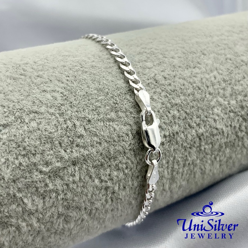 Unisilver 925 Sterling Silver Flat Curb Chain Lady's Bracelet (LBB12 ...