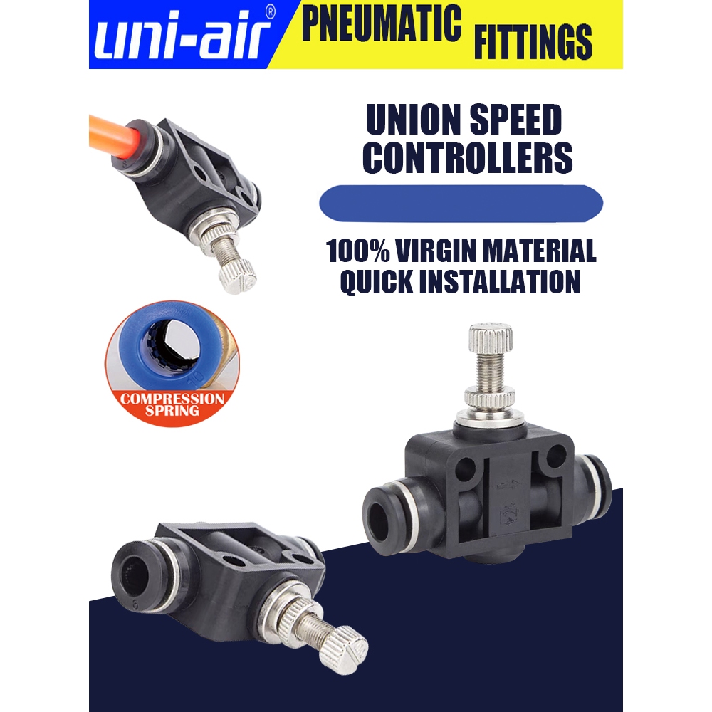 Uni-Air Flow Speed Control Valve Tube Water Hose Pneumatic Push In ...