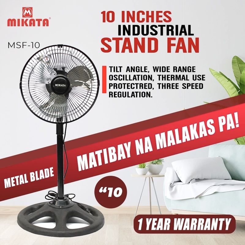 Mikata MSF-10 Stand Fan Electric Fan 10inches 3 blades metal Aluminium ...