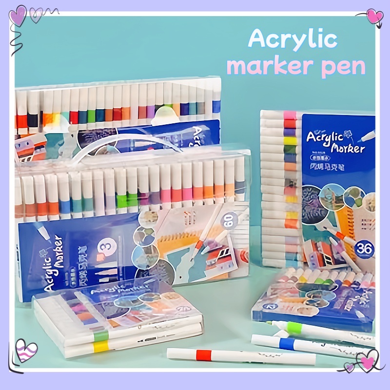 12/24/36/48/60 Colors Acrylic Marker Pen Set Coloring Pen Highlight ...
