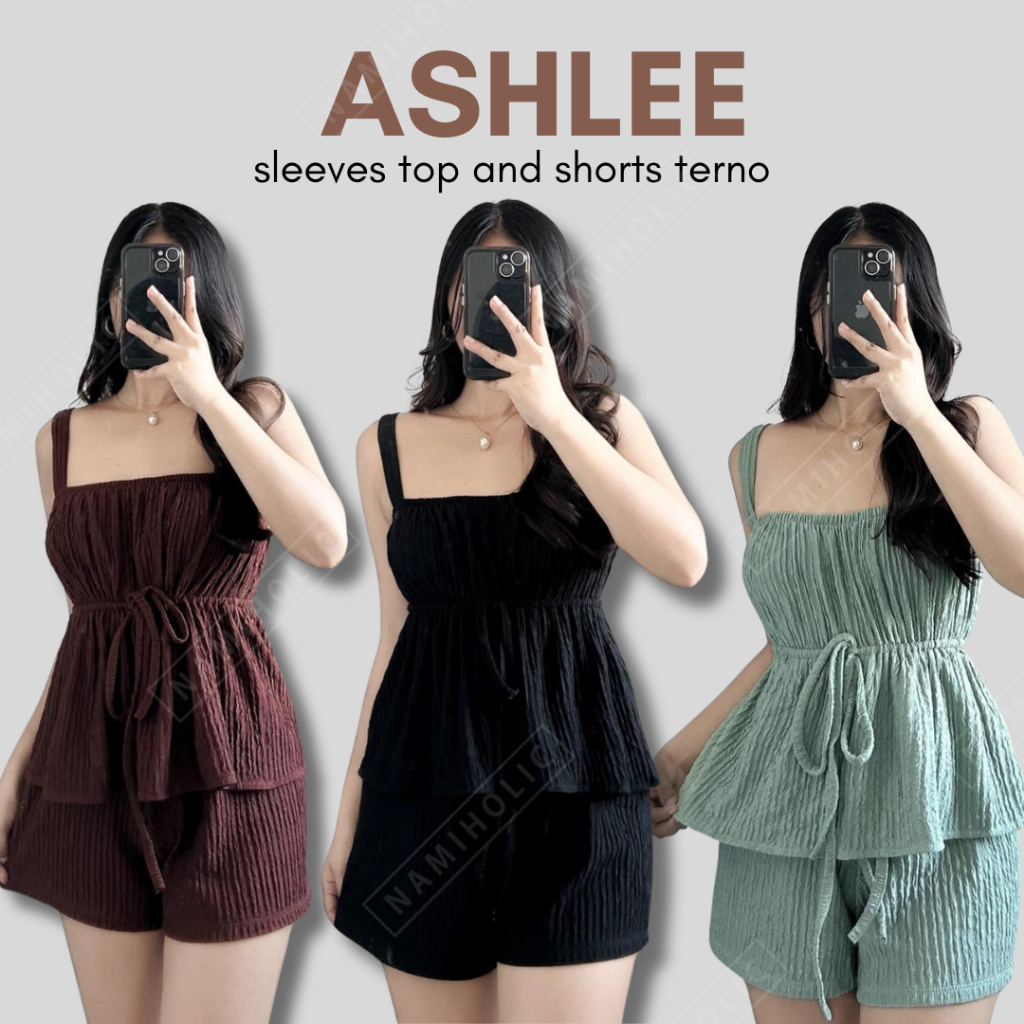 Namiholic Ashlee Sleeves Top and Shorts Terno I Bark Crepe Fabric I XS ...