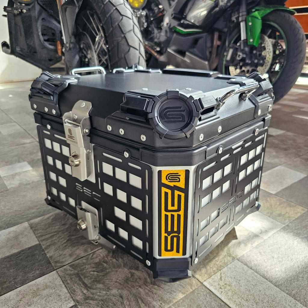 Alloy Top BoX SEC BreakOut Safari ADventure 45L w Back Rest Base Plate ...