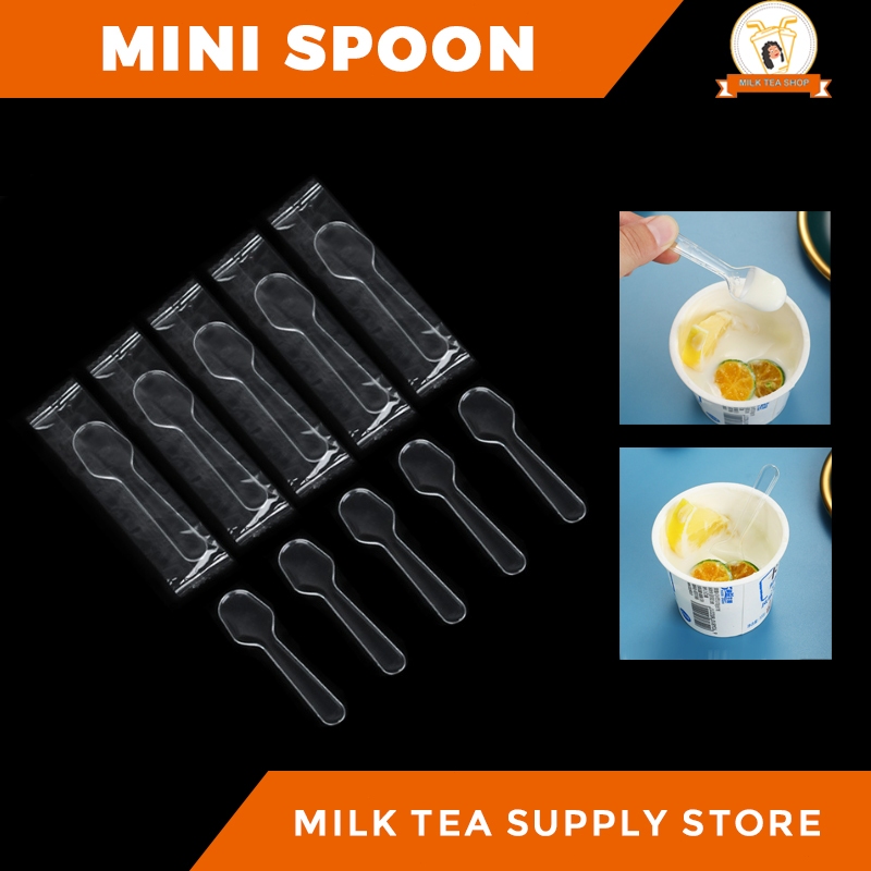 100pcs Disposable Plastic Sundae Spoon Pudding Spoon Individually ...