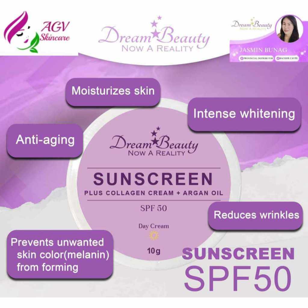DREAM BEAUTY SUNSCREEN CREAM w/ COLLAGEN & ARGAN OIL10G/LOTION/SOAP ...