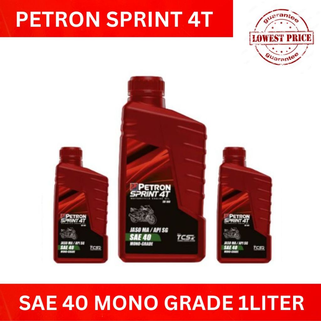 Petron Sprint 4T SR100 Mono-grade Motorcycle Engine Oil SAE 40 (1 Liter) for TRICYCLE/ HONDA TMX ...