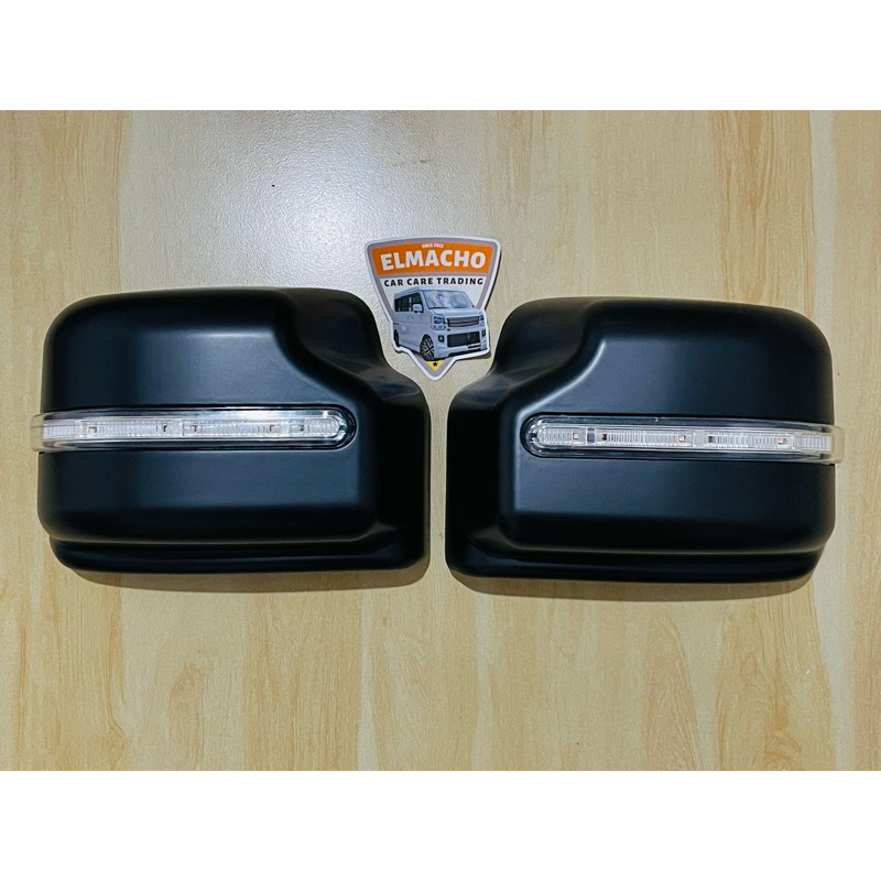 Matte Black Side Mirror Cover Set with LED light for Suzuki Every DA64W ...
