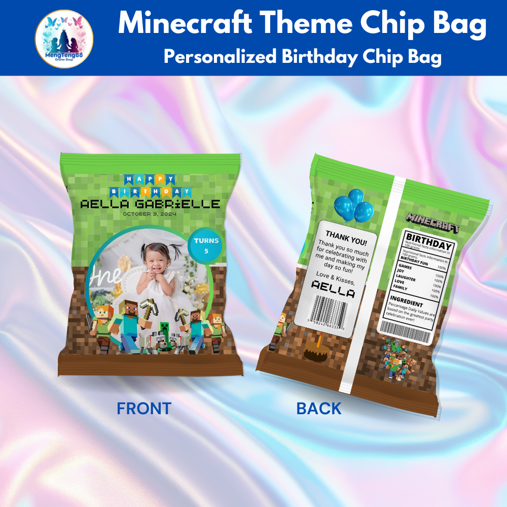 Minecraft Theme Personalized Birthday Chip Bag | Shopee Philippines