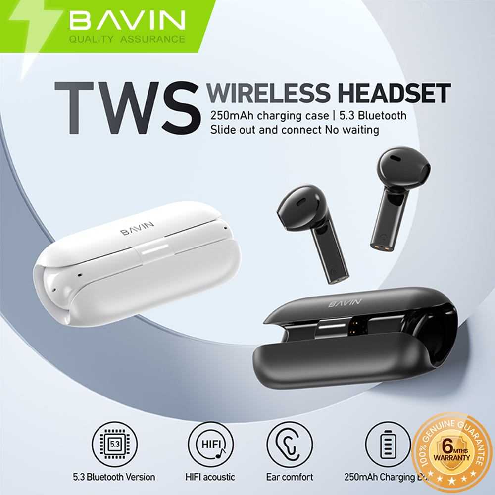 BAVIN BA79 TWS Bluetooth Earphones High Stereo Sound Wireless Earbuds w ...