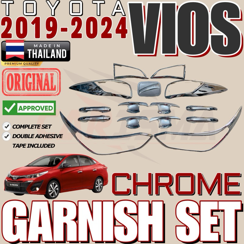 TOYOTA VIOS 2019-2024 GEN4 PREMIUM GARNISH SET (chrome) vios ...