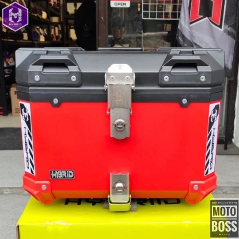 HYBRID MATTE RED/BLACK 45L ABS HARD PLASTIC TOPBOX | Shopee Philippines