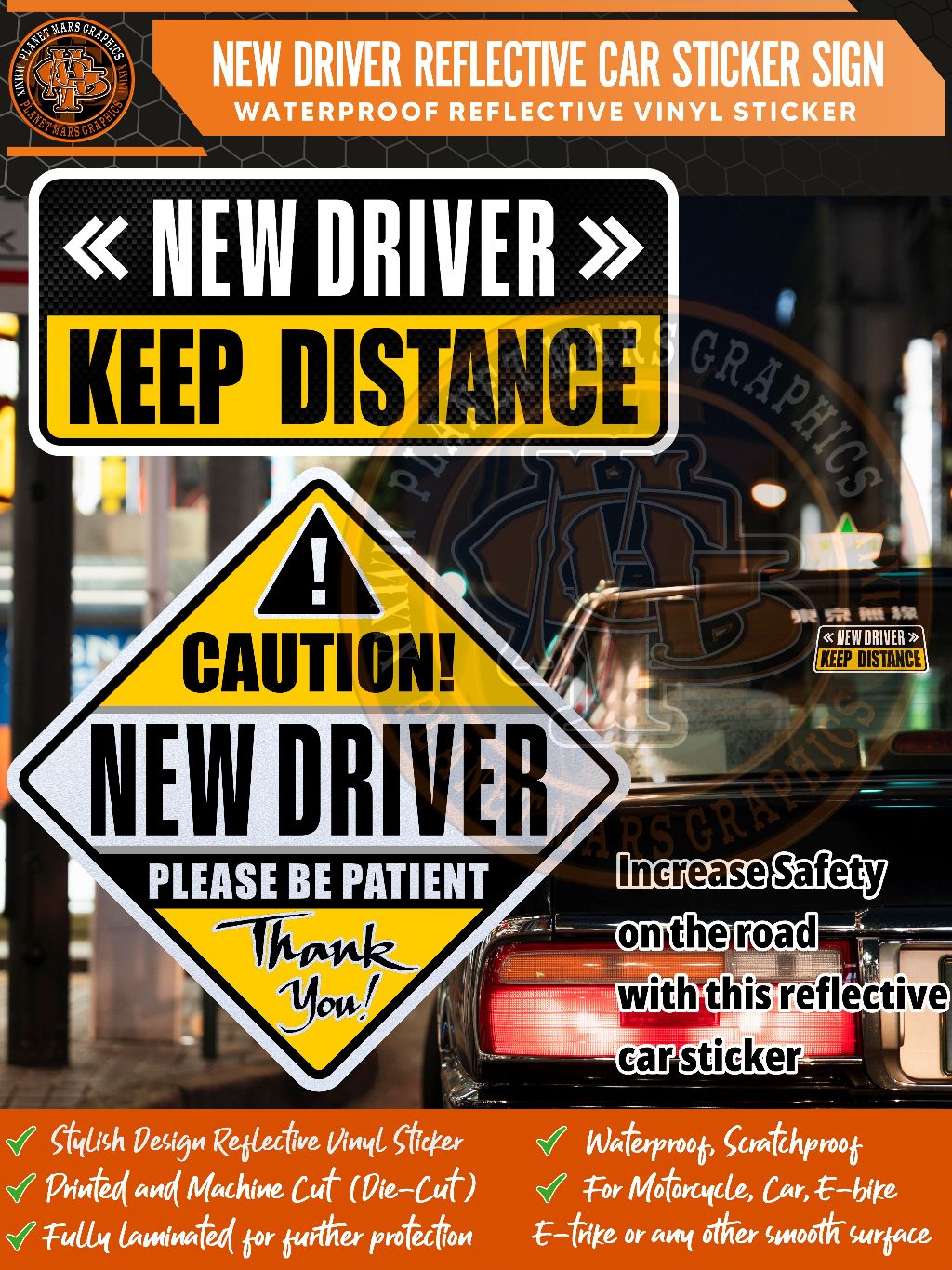 NEW DRIVER CAR STICKER SIGN waterproof reflective vinyl sticker fit for ...