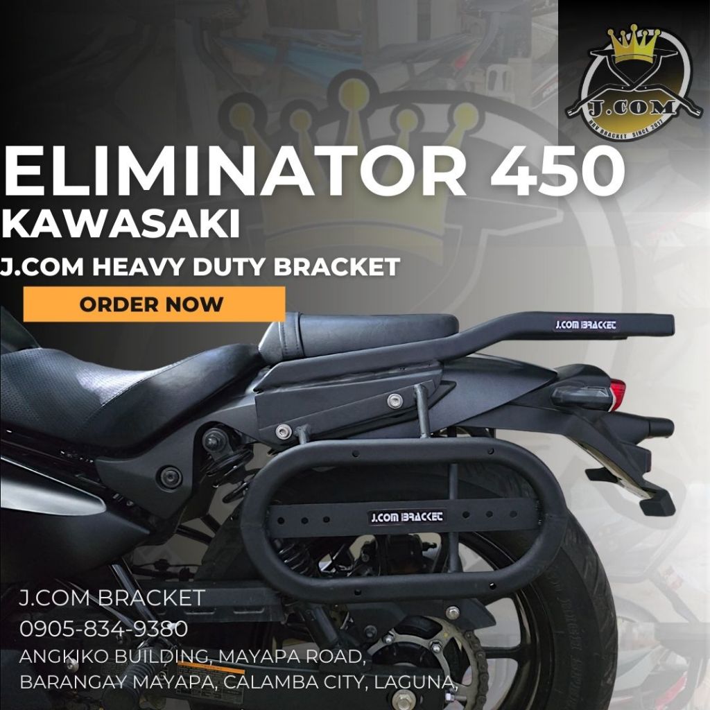 Kawasaki Eliminator 450 | J.COM Heavy Duty Top Box Bracket and Side ...