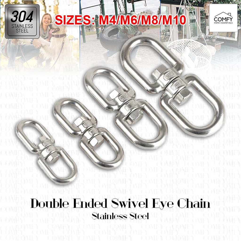 M4 M6 M8 M10 Stainless Double Ended Swivel Eye Chain Marine Ringing ...
