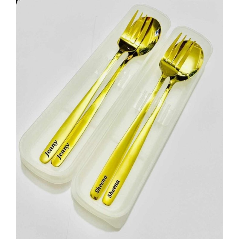 personalized Fork and spoon name engraved non tarnish | Shopee Philippines