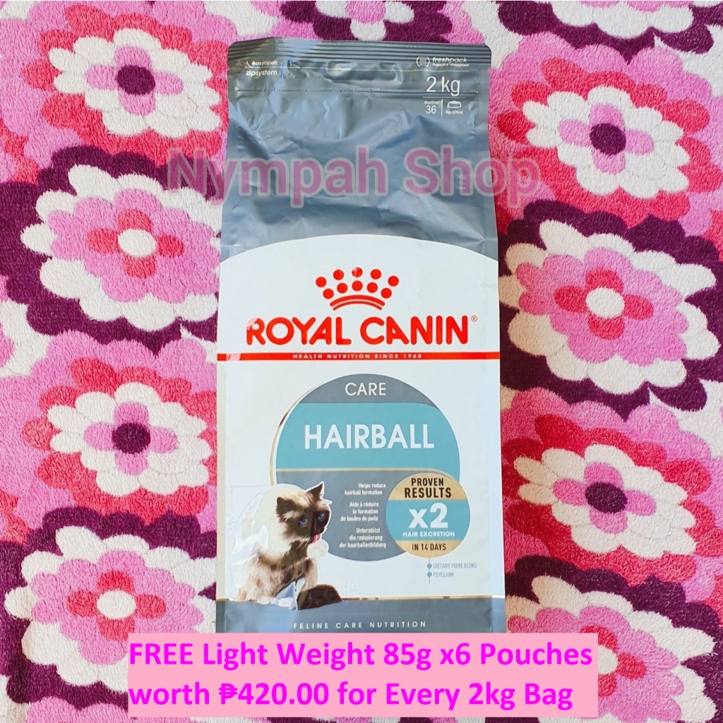 Royal Canin Hairball Care Nutrition Cat Dry Food 400g, 2kg FREE Light Weight 85gx6 for 2kg Bag ...