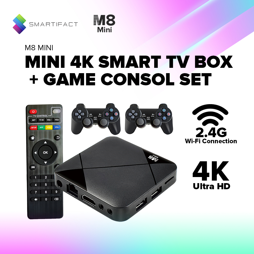 Smartifact M8 Mini 4K Smart TV Box Game Console Set Support 2.4G WiFi ...