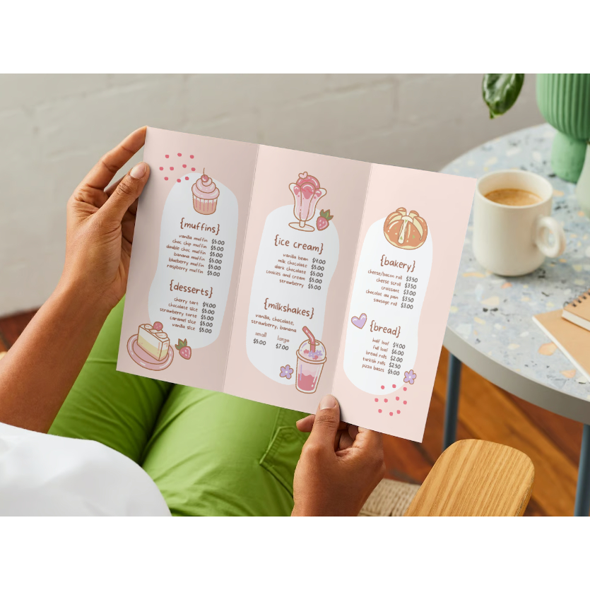 brochure/menu trifold printing a4/A5size | Shopee Philippines