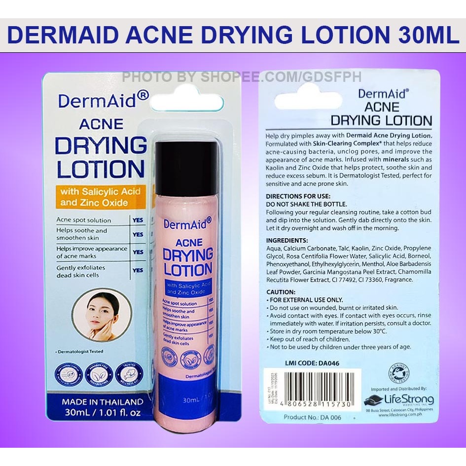 Acne Drying Lotion by DermAid 30ml with Salicylic Acid and Zinc Oxide ...