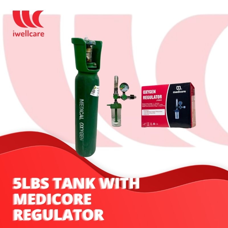 5lbs Oxygen Tank with refill and Oxygen Regulator Medicore | Shopee ...