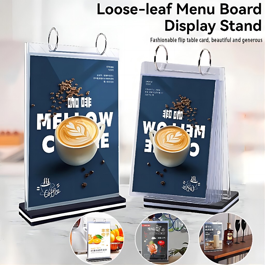 A4/A5 Menu stand certificate holder promos display Acrylic 6 pages flip ...