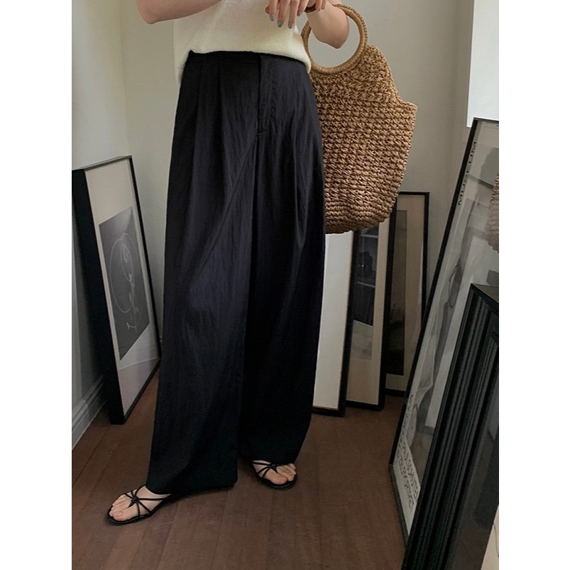 Jolly Chic Side Pocket Back Garter Loose Pants Y822 | Shopee Philippines