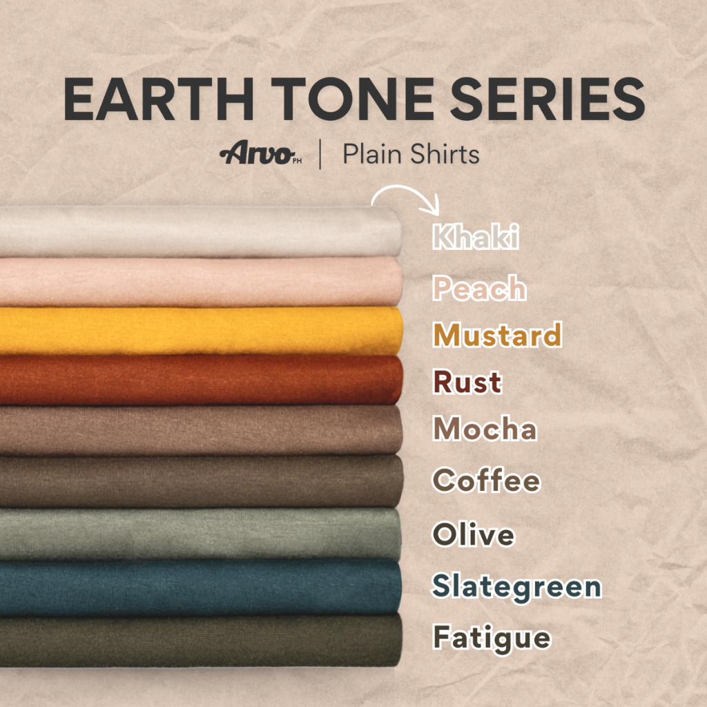 ARVO PH - Earth Tone Plain Tee Shirts / Mustard Peach Khaki Olive Rust ...