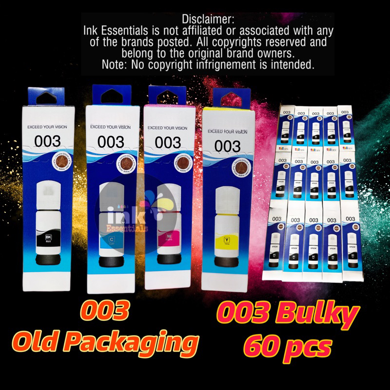 003 Ink Bottle 60pcs for printer L1110, L1310, L3101, L3110, L3150 ...