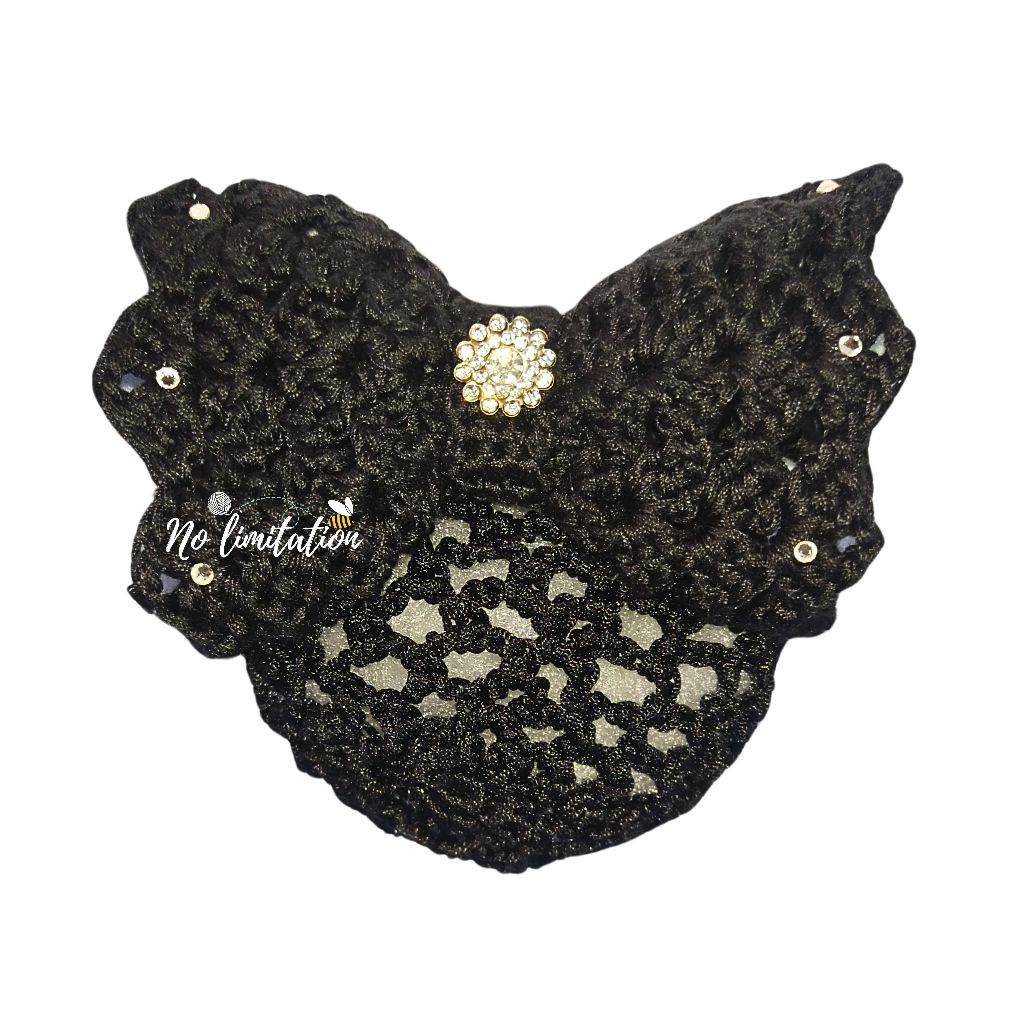 Ribbon with hair net crochet/hairnet/Ribbon with hair clip/wave ribbon ...