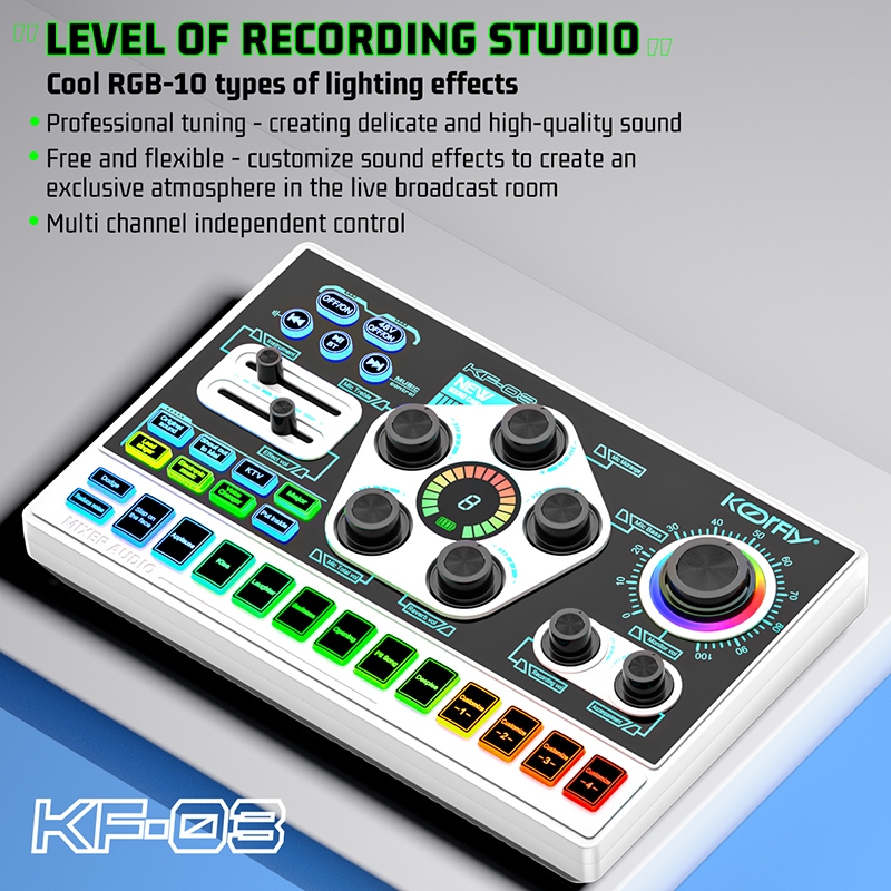 KOORFLY KF03 Professional Audio Mixer Live SoundCard Audio Interface ...