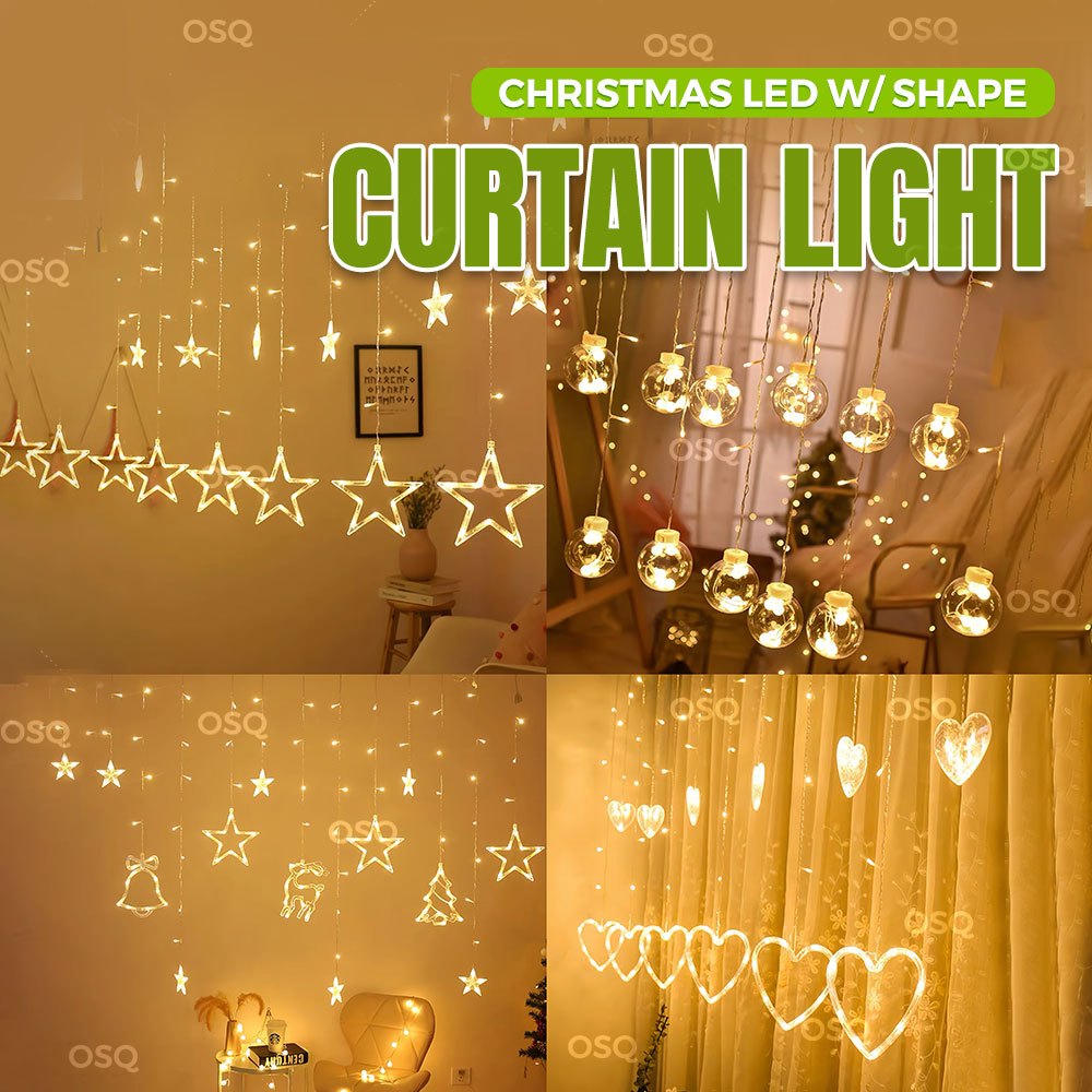OSQ 220V 96/138 LED Curtain Lights With Shape Christmas Light for ...