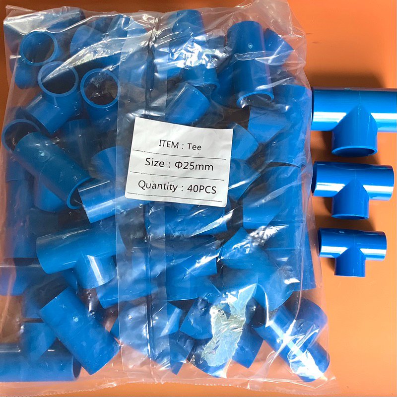 pvc blue tee 1/2" 3/4" 1" plain 50pcs 100pcs | Shopee Philippines