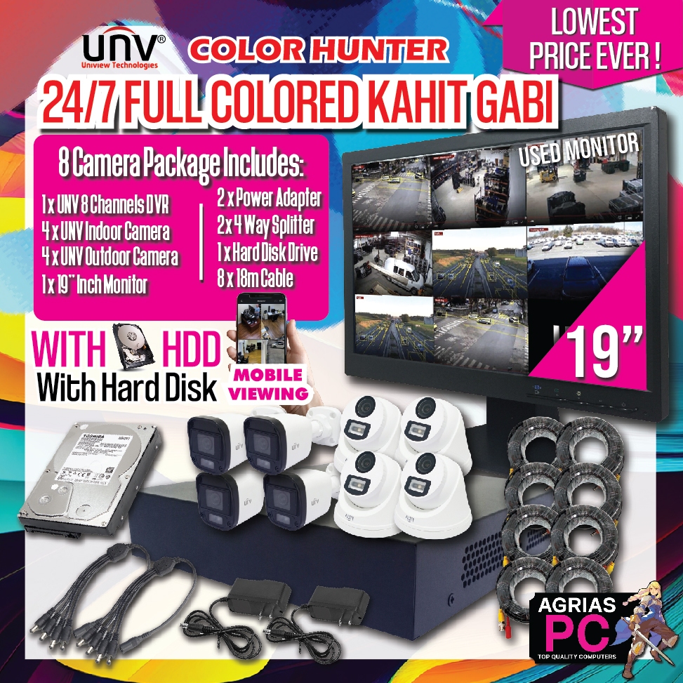 UNV FULL COLOR CCTV PACKAGE / 8 CAMERAS / BRAND NEW DVR 8 Channel ...