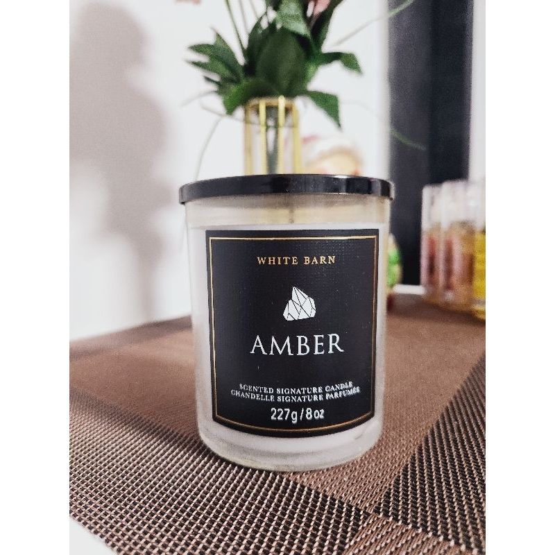 Amber | Scented Signature Single wick Candle | White Barn | Bath & Body ...