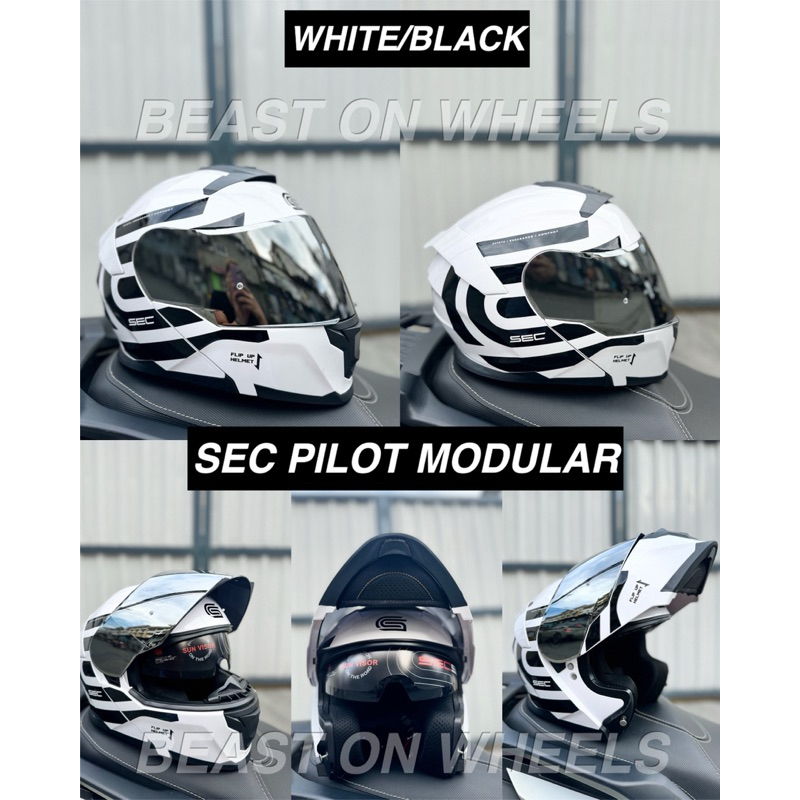 ORIGINAL SEC Pilot Modular Helmet Dual Visor Flip up | Shopee Philippines