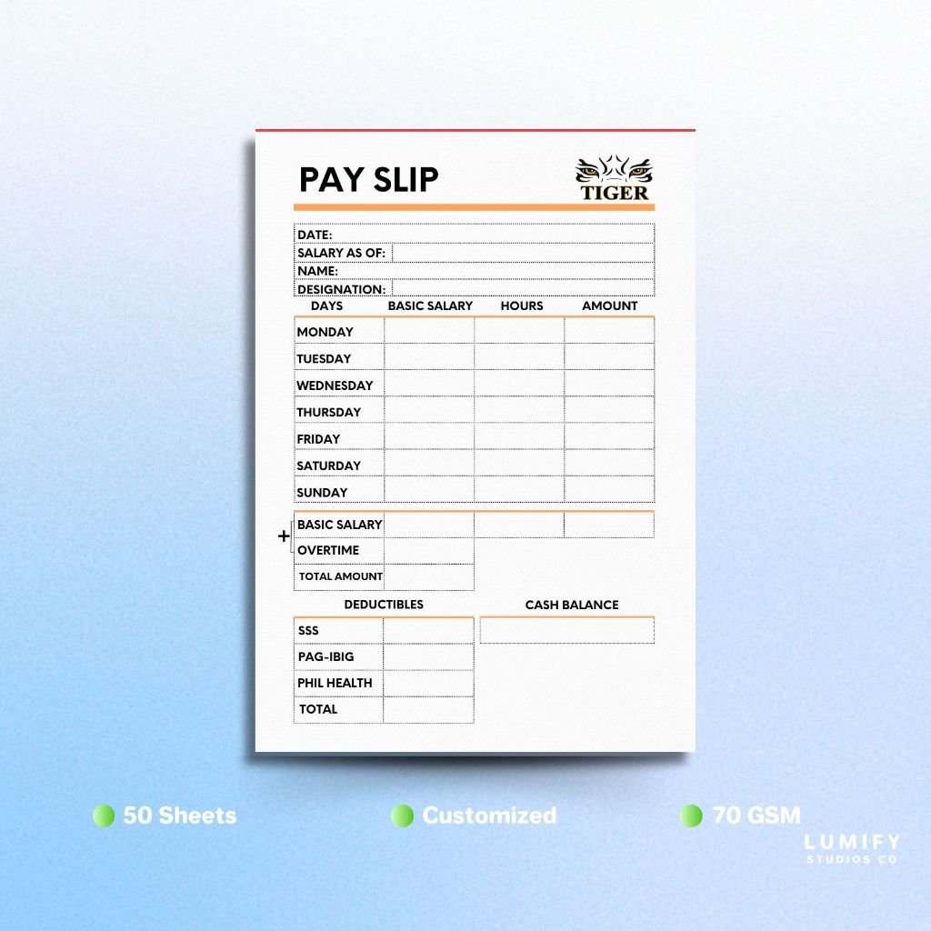 Pay Slip | Salary Slip | A6 | A5 | Customized | Shopee Philippines