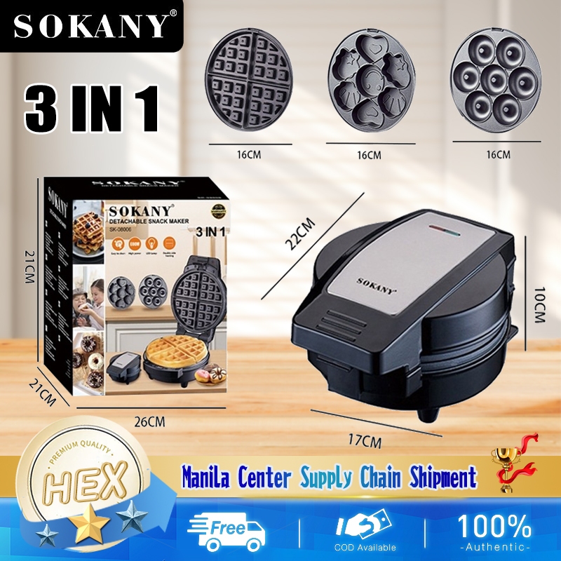 SOKANY Waffle Maker 3 In 1 Electric Sandwich Maker Flying Saucer Maker ...