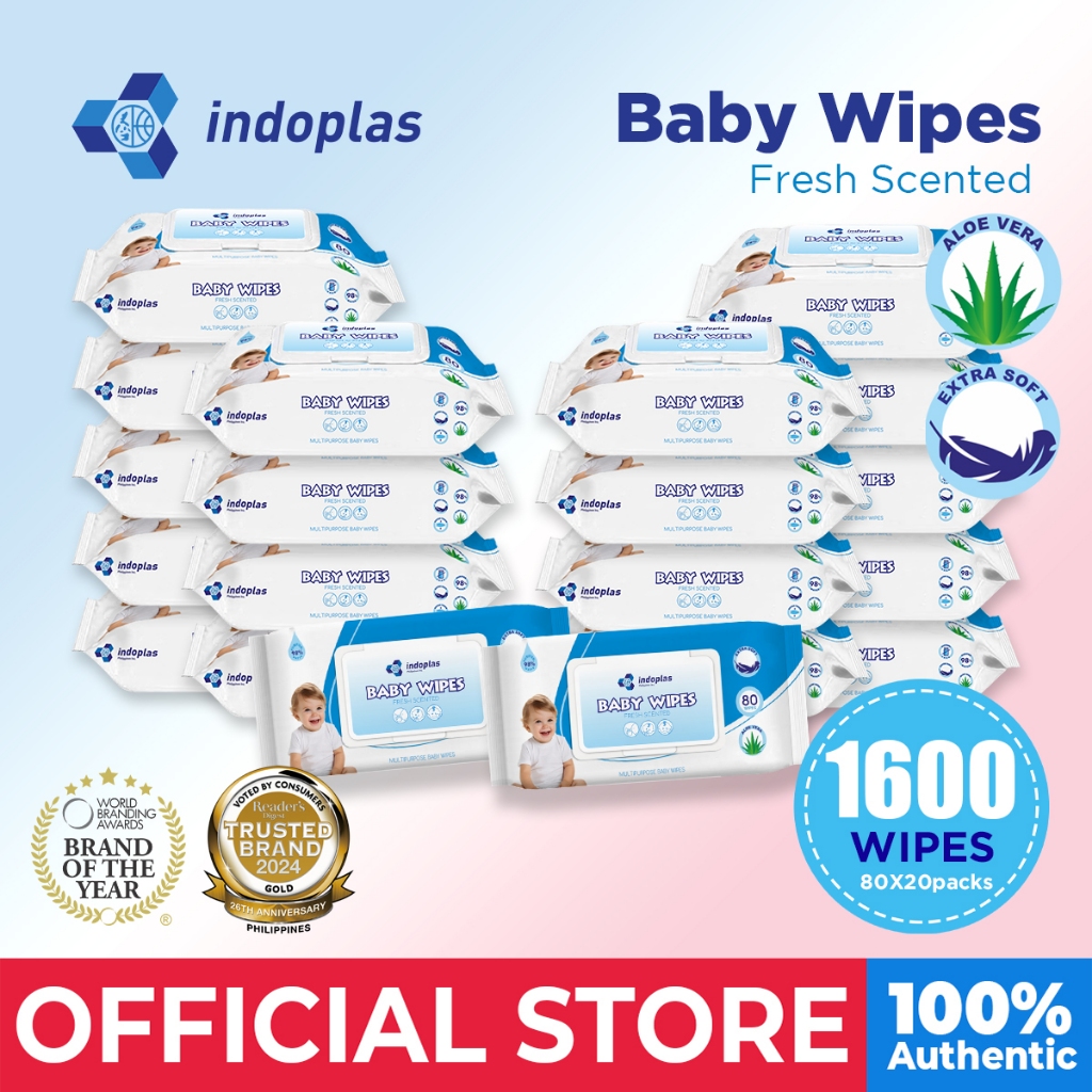 Indoplas Antibacterial Disinfectant Baby Wipes 80 Tender sheets pack of ...