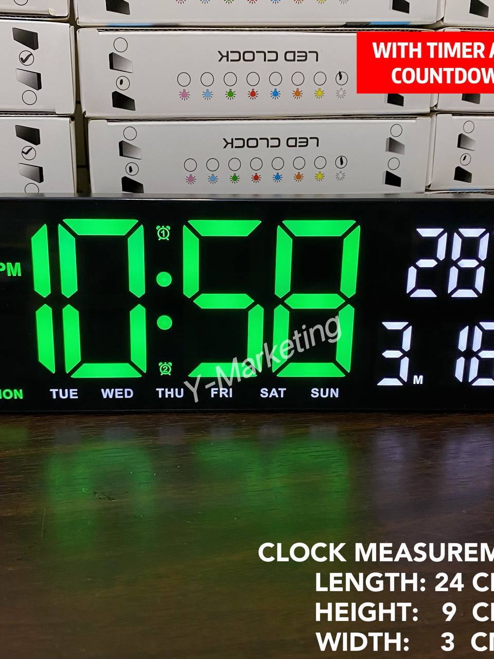 (0707) LED Digital Wall Hang And Display Stand Clock With Timer ...