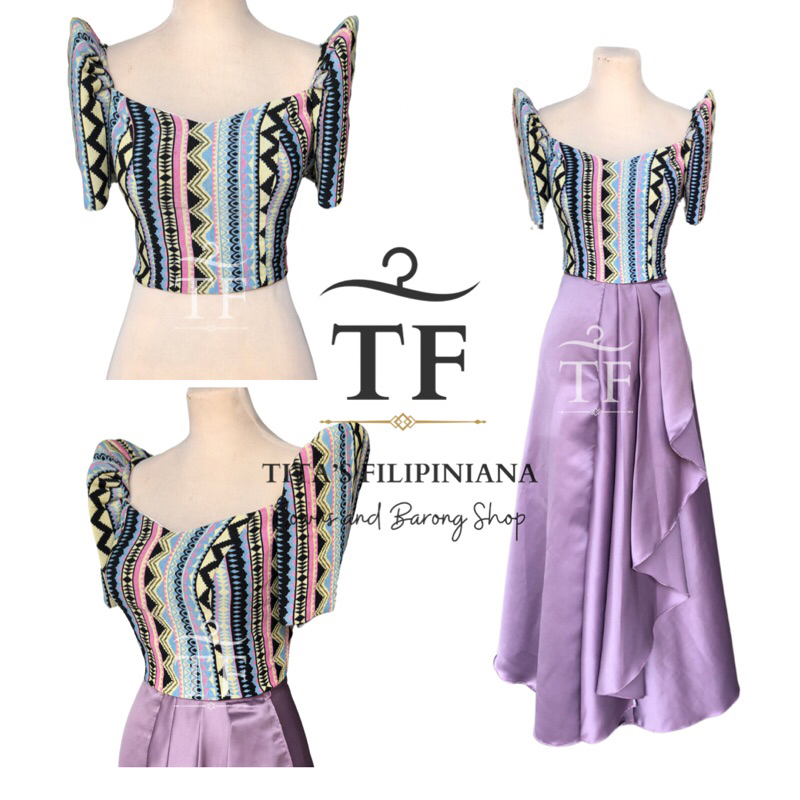 Modern Filipiniana Ethnic Colored with Violet Overlap Skirt | Shopee ...