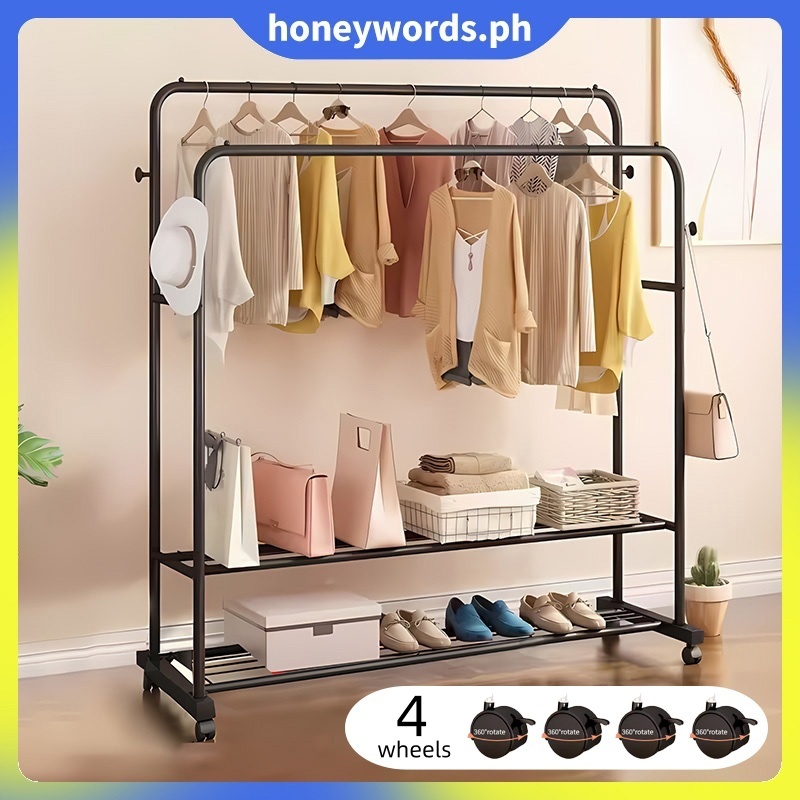Modern Drying Rack Double Layer Coat Rack Clothes Storage Organizer ...