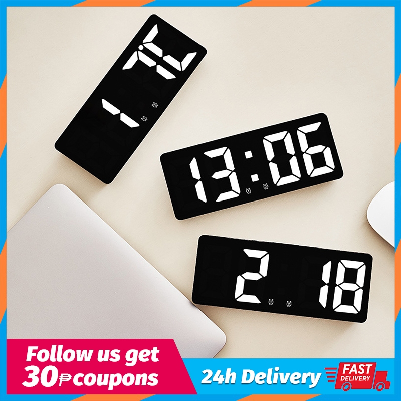 Digital Alarm Desk Clock LED Clock with Temperature Electronic Table ...