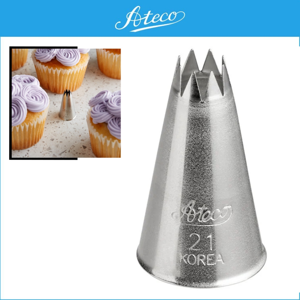 Ateco Stainless Steel #21 Piping Tip Icing Cake Decorating Star Piping ...