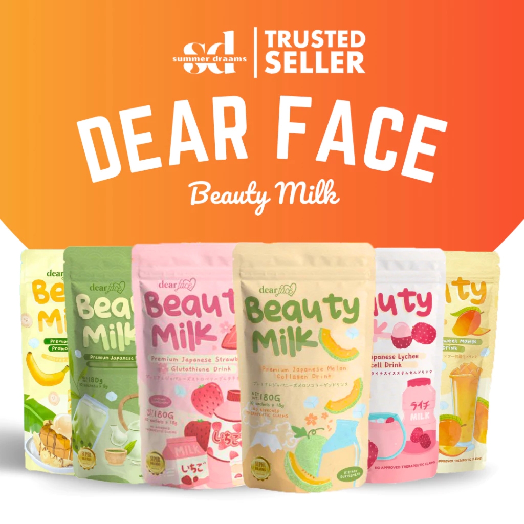 Dear Face Beauty Milk Collagen Drink (Melon, Strawberry, Lychee, Banana ...