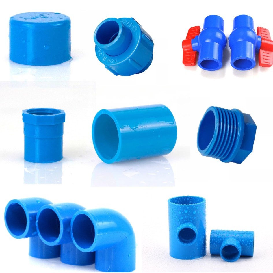 PVC Blue Pipe Fittings EIbow, Tee, Coupling, Male Adaptor,Female ...