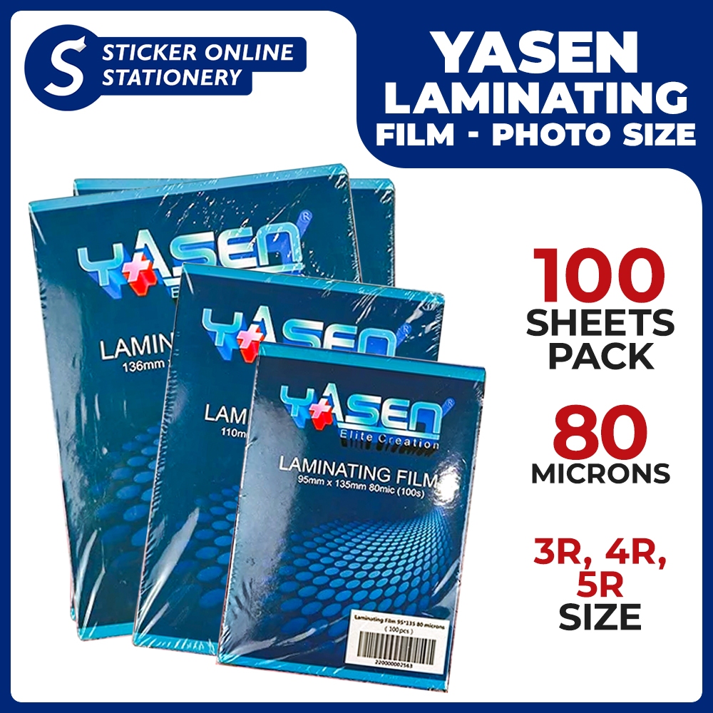 YASEN Laminating Film Photo Size (3R /4R /5R) 80microns. [Hot Process Lamination 100pcs ...