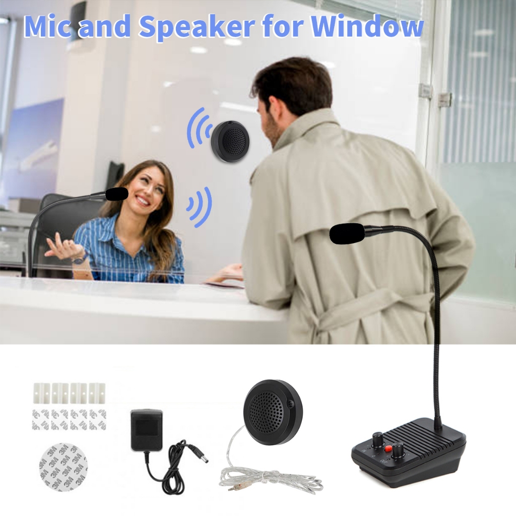 Dual Way Talk Through Store Office Window Glass Counter Window Intercom ...